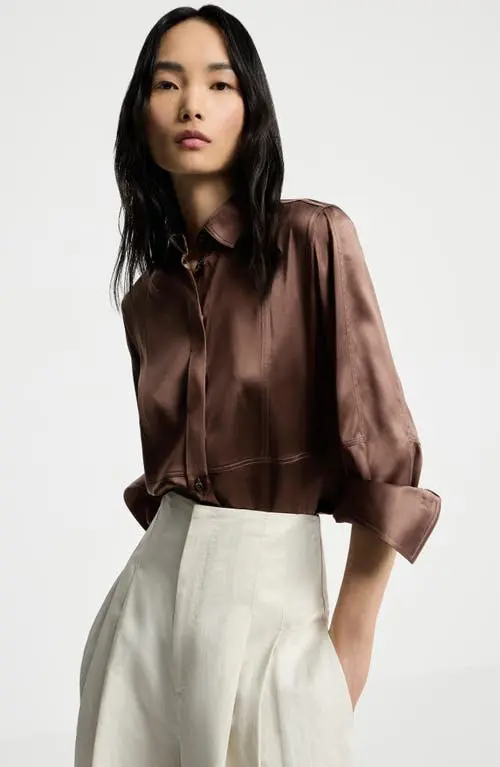 Brunello Cucinelli Satin Shirt - Cocoa
