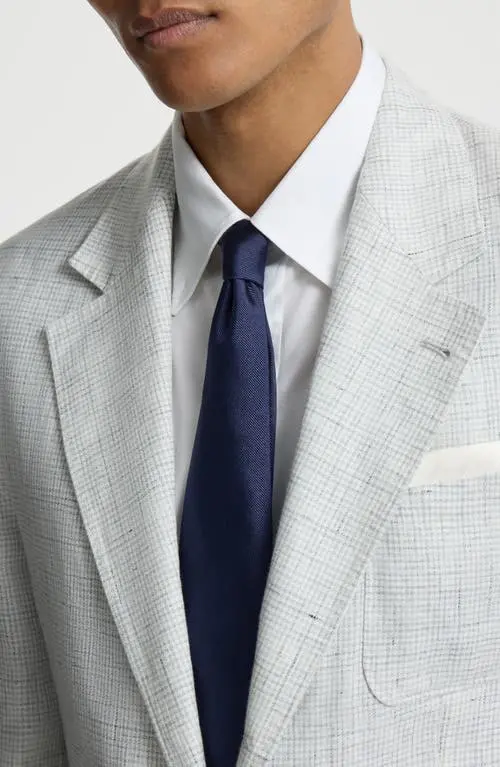 Brunello Cucinelli Textured Silk Twill Neck Tie - Blue