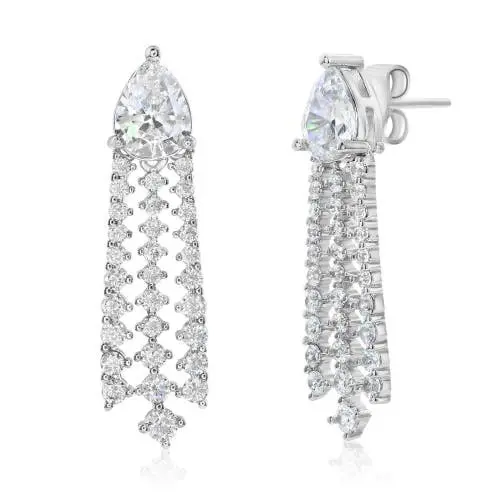 DONATELLO GIAN Crystal Chandelier Drop Earrings - Silver