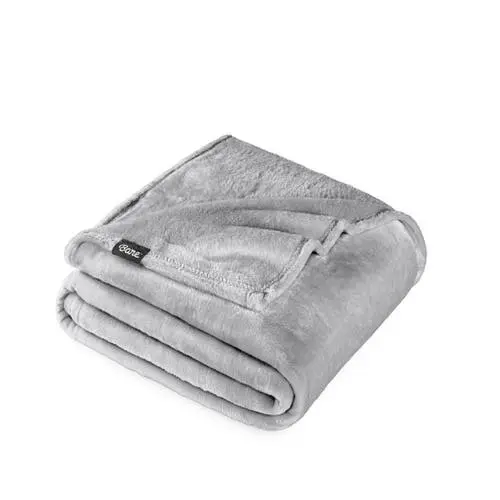 BARE HOME Microplush Fleece Throw Blanket - Light Grey
