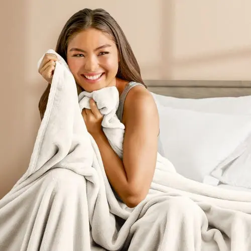 BARE HOME Microplush Fleece Throw Blanket - Vanilla