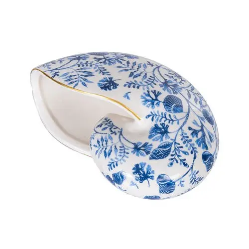 GALLERIE II Chinoiserie Nautilus Shell Coastal Decorative Figurine 5.5 - Blue