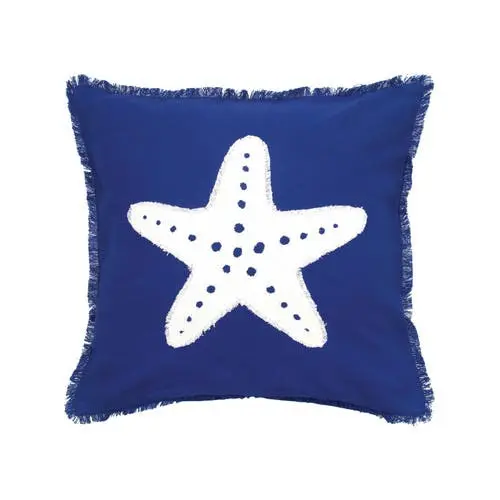 C&F HOME Tufted Fringed Reversible Tropical Square Throw Pillows - Blue