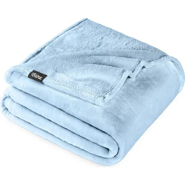 BARE HOME Microplush Fleece Blanket - Light Blue