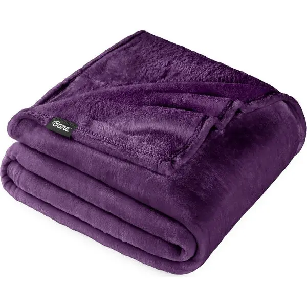 BARE HOME Microplush Fleece Blanket - Plum