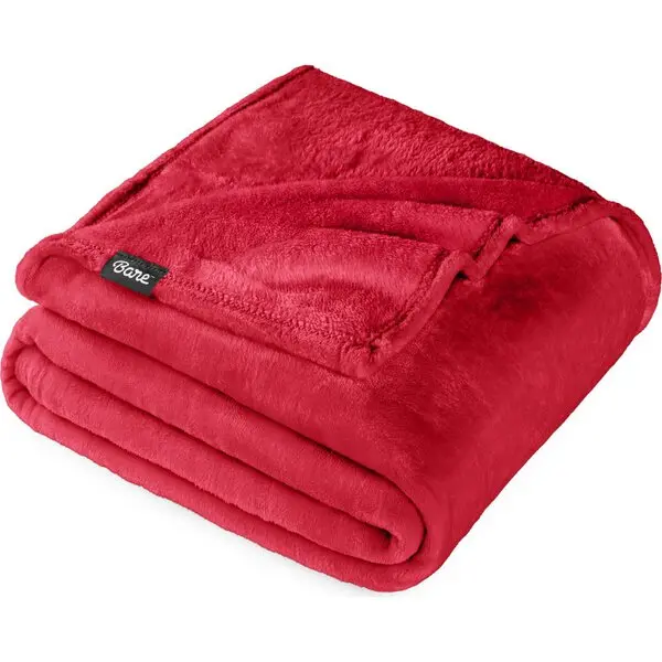 BARE HOME Microplush Fleece Blanket - Red