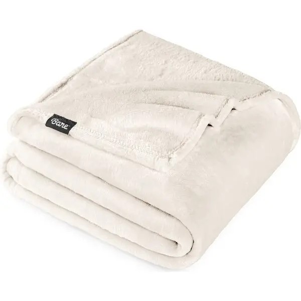 BARE HOME Microplush Fleece Blanket - Vanilla