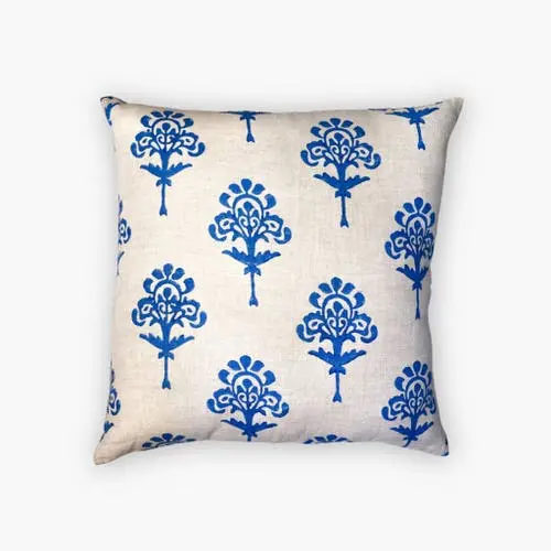 BANYAN & BIRCH Harmony Pure Linen Throw Pillow Cover - Blue