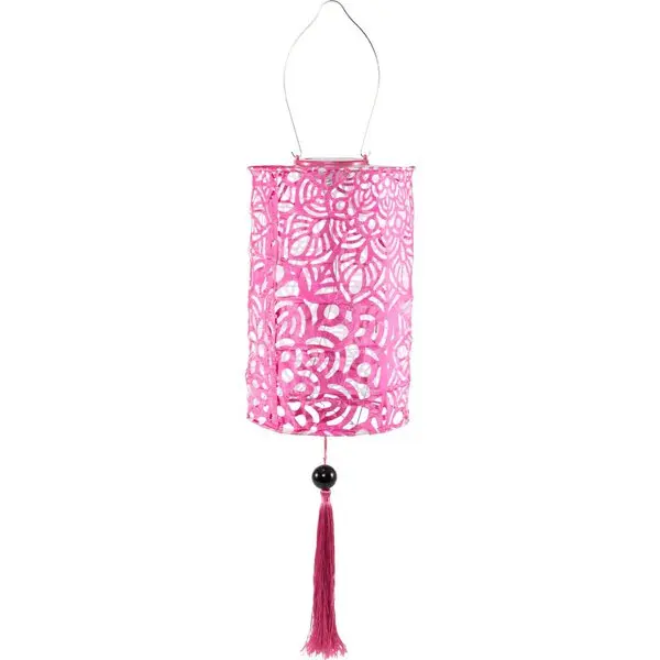 ALLSOP HOME & GARDEN Soji Stellatassel Cylindersolar Lantern - Pink