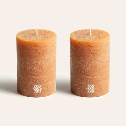 ZSA ZSA ZSU Deurne Pillar Candle 5 In Set Of 2 - Amber