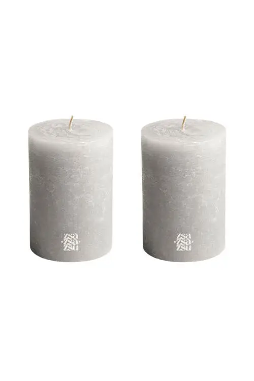ZSA ZSA ZSU Deurne Pillar Candle 5 In Set Of 2 - Grey