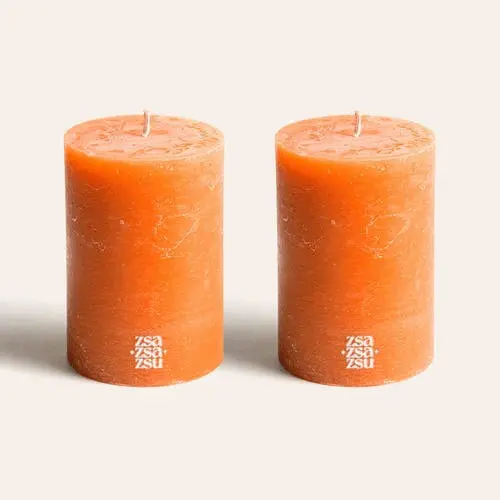 ZSA ZSA ZSU Deurne Pillar Candle 5 In Set Of 2 - Orange