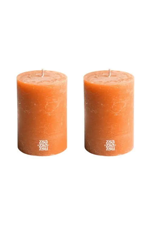 ZSA ZSA ZSU Deurne Pillar Candle 5 In Set Of 2 - Orange