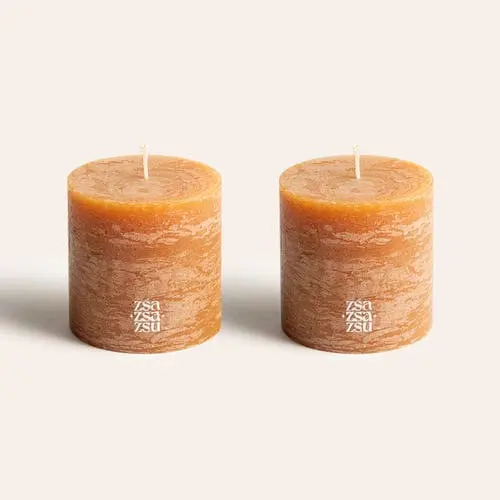 ZSA ZSA ZSU Deurne Pillar Candle 3.5 In Set Of 2 - Amber