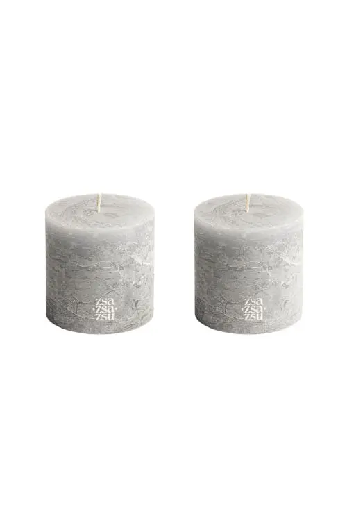 ZSA ZSA ZSU Deurne Pillar Candle 3.5 In Set Of 2 - Grey