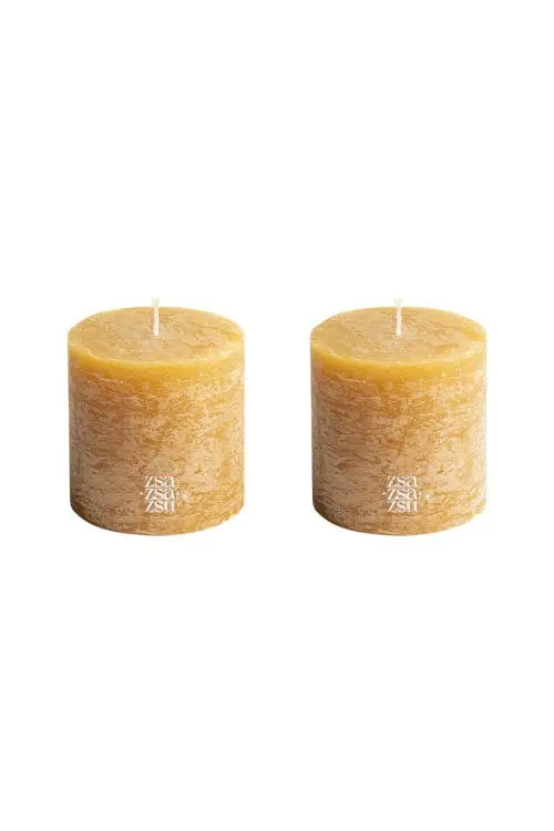 ZSA ZSA ZSU Deurne Pillar Candle 3.5 In Set Of 2 - Mustard