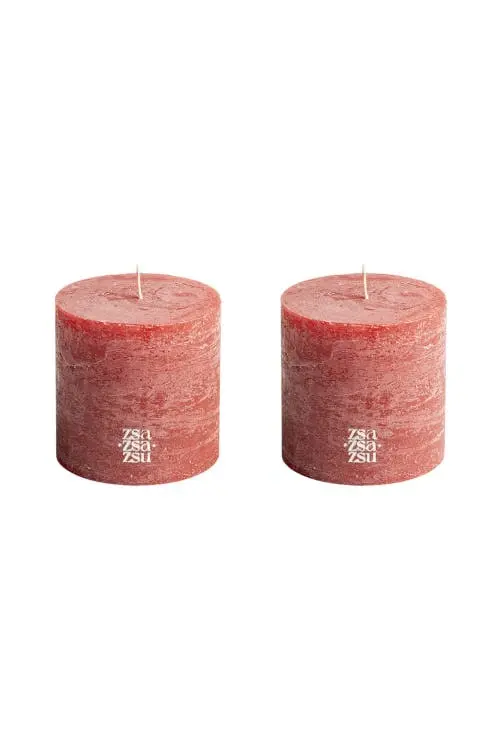 ZSA ZSA ZSU Deurne Pillar Candle 3.5 In Set Of 2 - Red