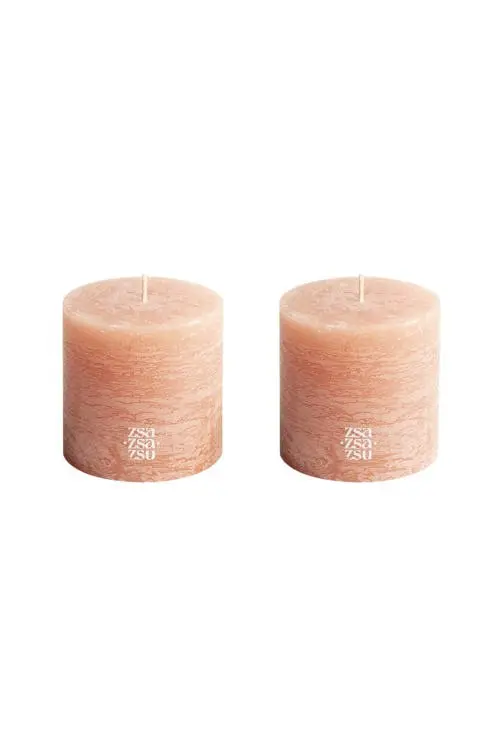 ZSA ZSA ZSU Deurne Pillar Candle 3.5 In Set Of 2 - Rose