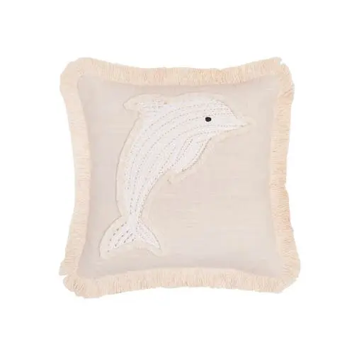 C&F HOME Golden Coast Dolphin Throw Pillow - Off-white