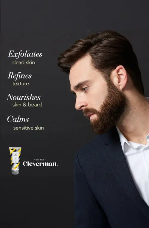 CLEVERMAN Energizing & Sensitive Face & Beard Scrub Set And Free Silicone Face Scrubber