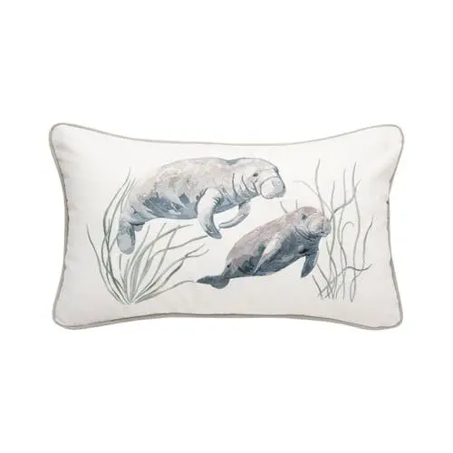 RIGHTSIDE DESIGNS Manatee Lumbar Pillow - Gray