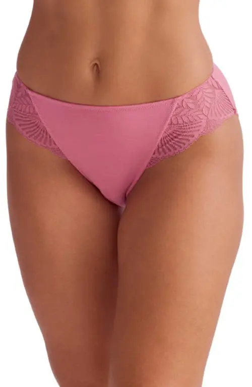 Fleur't Belle Epoque Lace Trim Microfiber Briefs - Lipstick