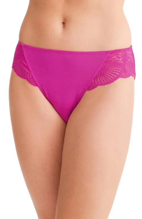 Fleur't Belle Epoque Lace Trim Microfiber Briefs - Passion Fruit