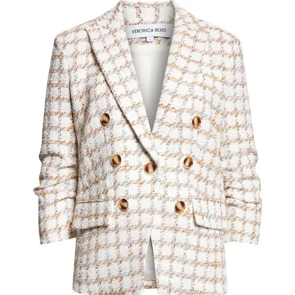 Veronica Beard Ryland Double-breasted Metallic Tweed Dickey Jacket - Ecru Multi