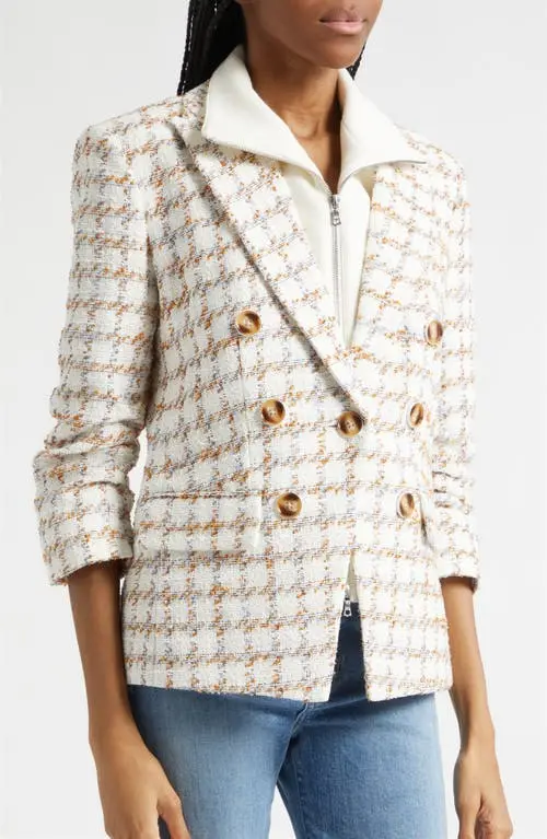 Veronica Beard Ryland Double-breasted Metallic Tweed Dickey Jacket