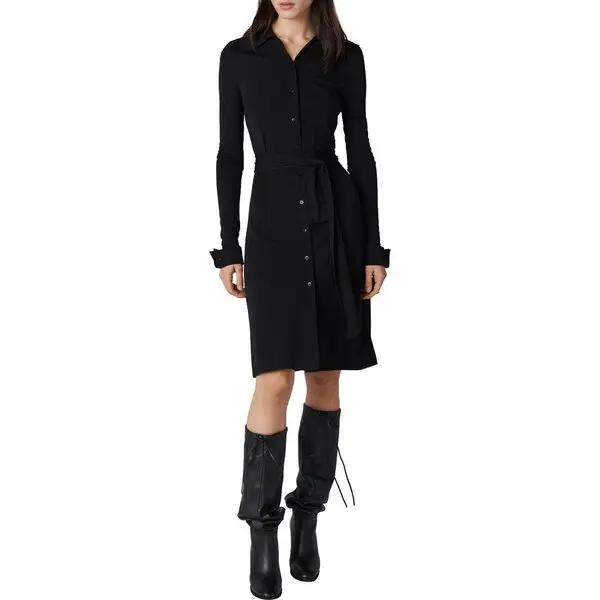 Diane Von Furstenberg Long Sleeve Shirtdress - Black