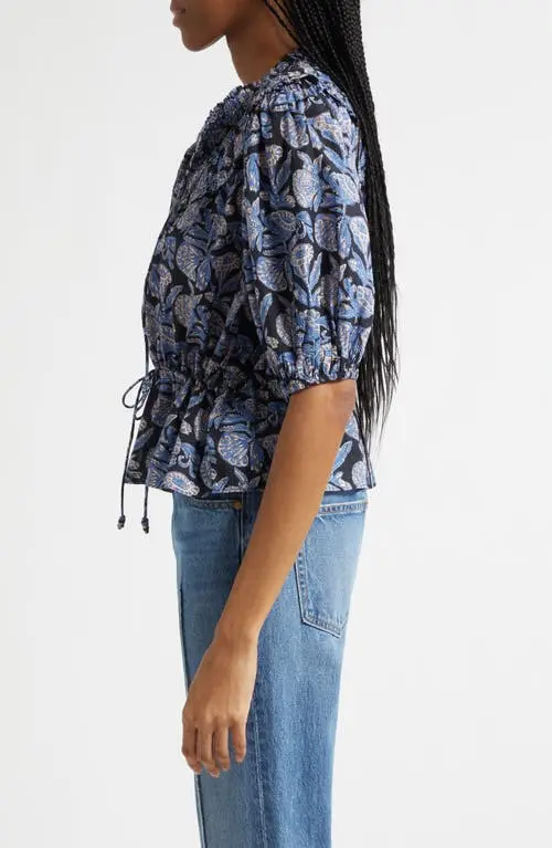 Ulla Johnson Elvie Floral Puff Sleeve Top - Zinnia