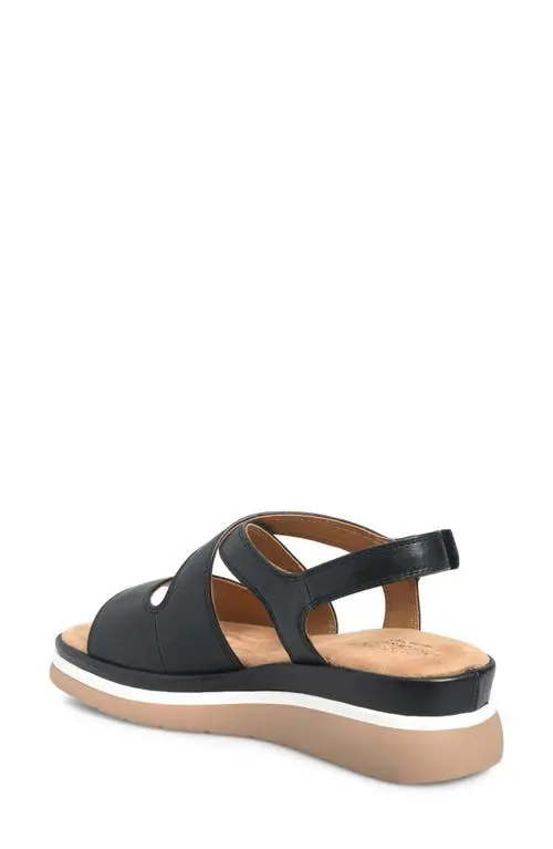 COMFORTIVA Amethyst Slingback Platform Wedge Sandal - Black