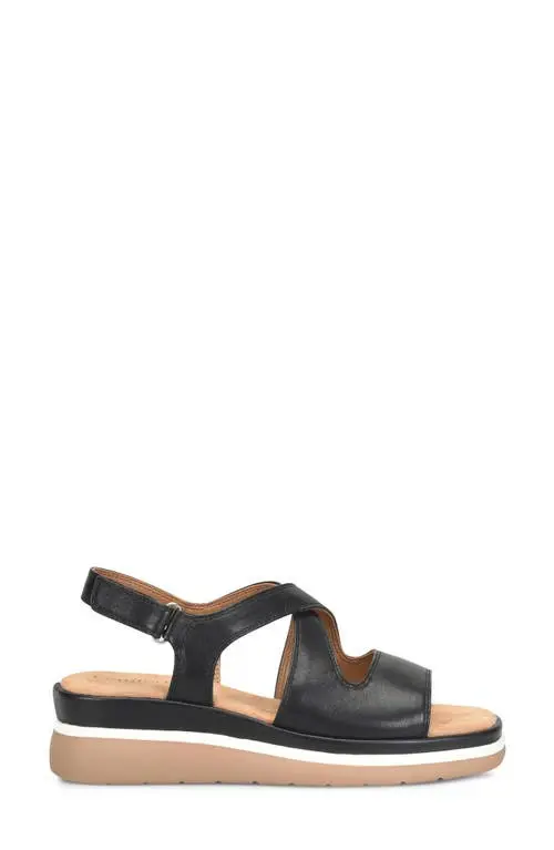 COMFORTIVA Amethyst Slingback Platform Wedge Sandal - Black