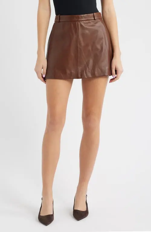 FRAME Leather Miniskirt - Dark Brown