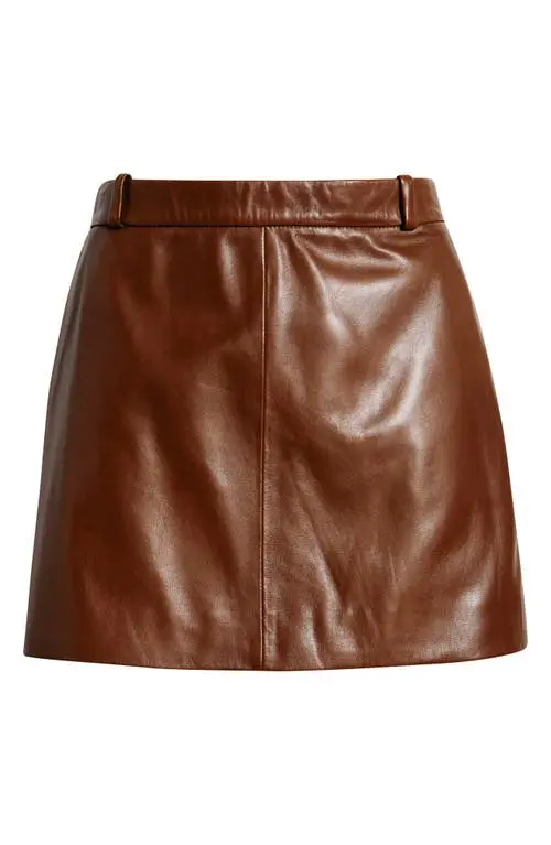 FRAME Leather Miniskirt - Dark Brown