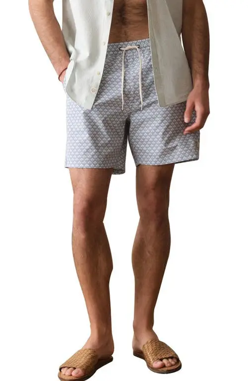 Marine Layer 6-inch Lined Sport And Swim Shorts - Light Blue Agave Print