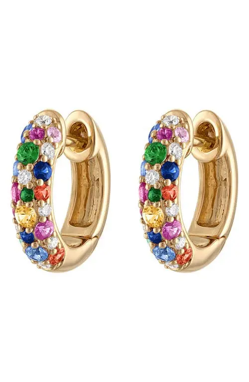EDEN PRESLEY Gold And Sapphire Pavé Huggie Hoop Earrings - Rainbow