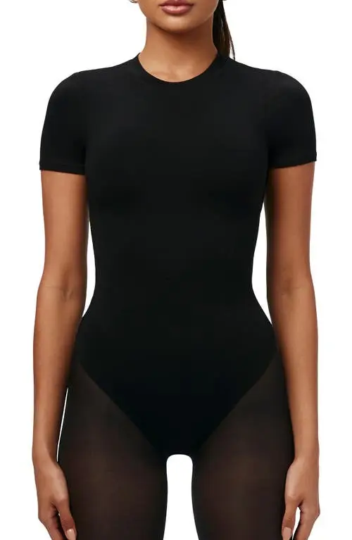 Naked Wardrobe Smooth Crewneck Bodysuit - Black