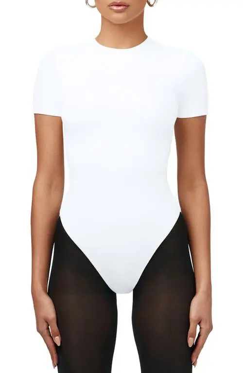Naked Wardrobe Smooth Crewneck Bodysuit - White