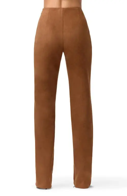 Naked Wardrobe Straight Leg Faux Suede Pants - Mocha