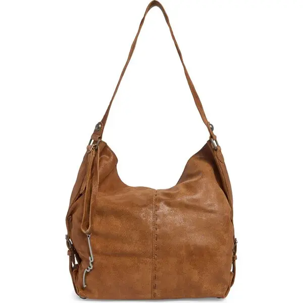 Free People Dallas Distressed Leather Shoulder Bag - Cognac