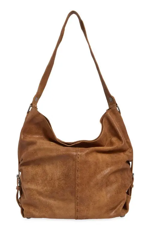 Free People Dallas Distressed Leather Shoulder Bag - Cognac