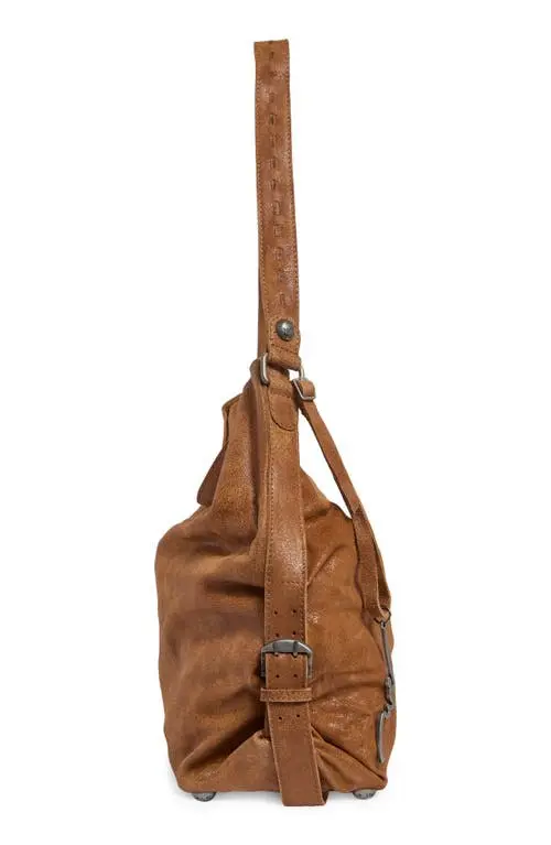 Free People Dallas Distressed Leather Shoulder Bag - Cognac