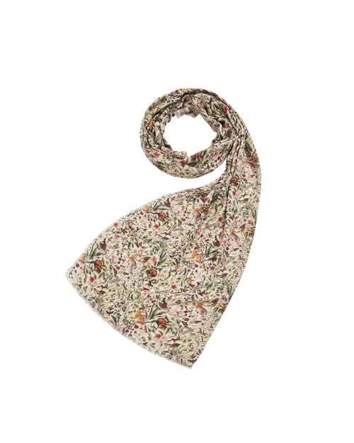 FABLE ENGLAND Garden Floral Lightweight Long Scarf - Light Beige