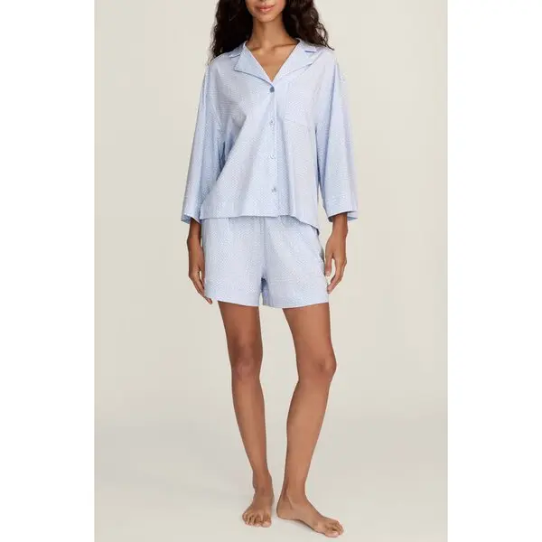 PETITE PLUME Olivia Pima Cotton Short Pajamas - Blue