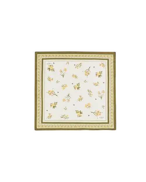 FABLE ENGLAND Nouveau Floral Square Scarf - Light/pastel Yellow
