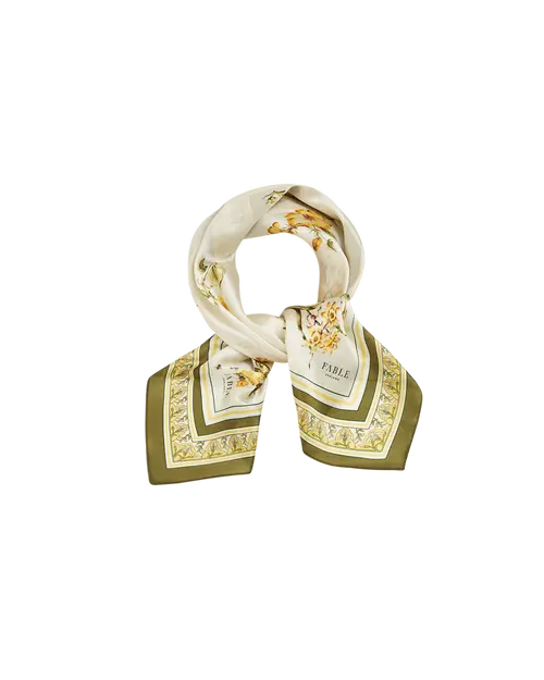 FABLE ENGLAND Nouveau Floral Square Scarf - Light/pastel Yellow