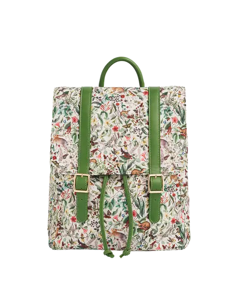 FABLE ENGLAND Garden Floral Buckle Backpack - Light/pastel Green