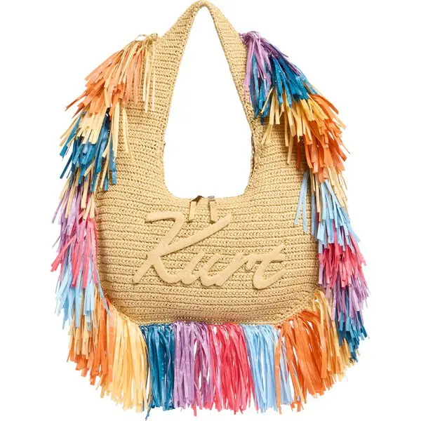 Kurt Geiger Large Fringe Hobo Bag - Open Beige