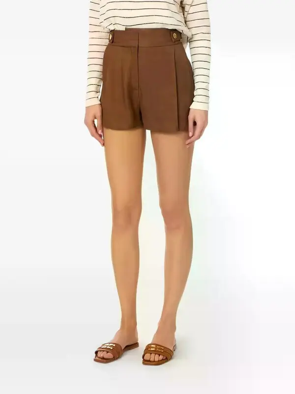 Elisabetta Franchi Paneled Shorts With Ring Detail Waistband - Brown